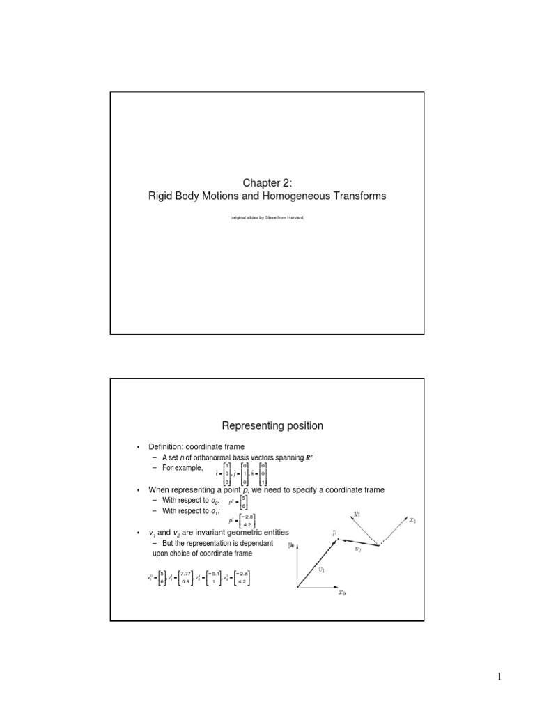 Rigid Body Motions | PDF | Matrix (Mathematics) | Vector Space