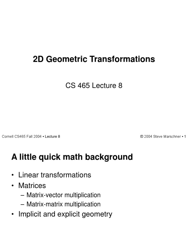 2D Geometric Transformations | PDF | Matrix (Mathematics) | Cartesian ...