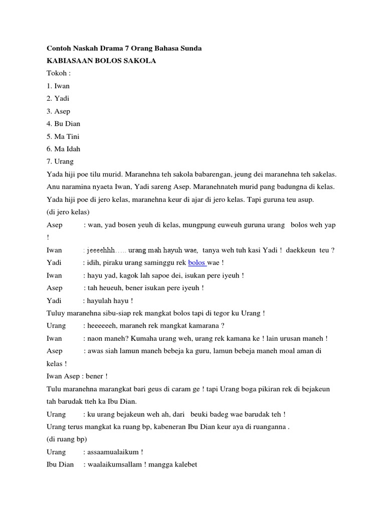 Contoh Naskah Drama 7 Orang Bahasa Sunda Pdf Kemarahan Asmara