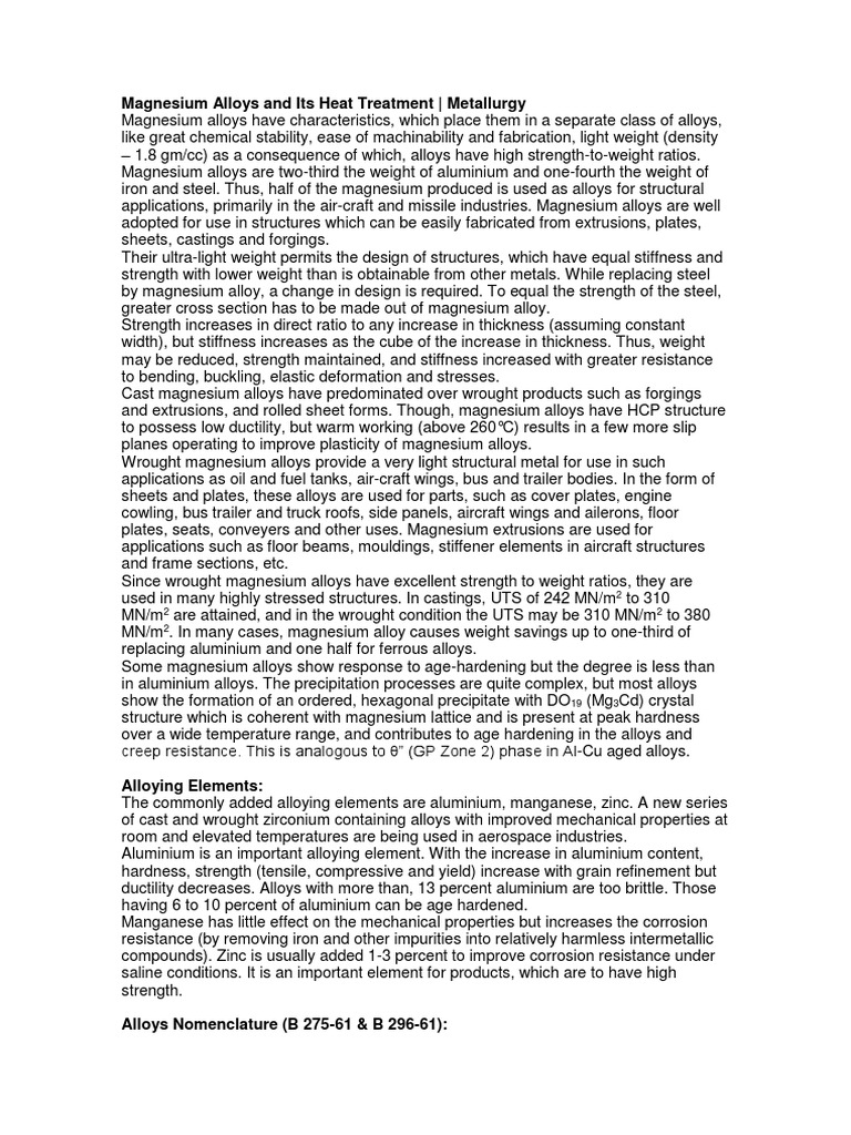 Magnesium Alloys and Titanium and Its Heat Treatment | PDF | Annealing ...