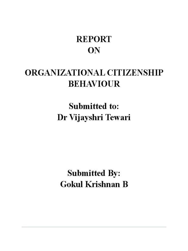Organizational Citizenship Behaviour | PDF | Psychological Concepts ...