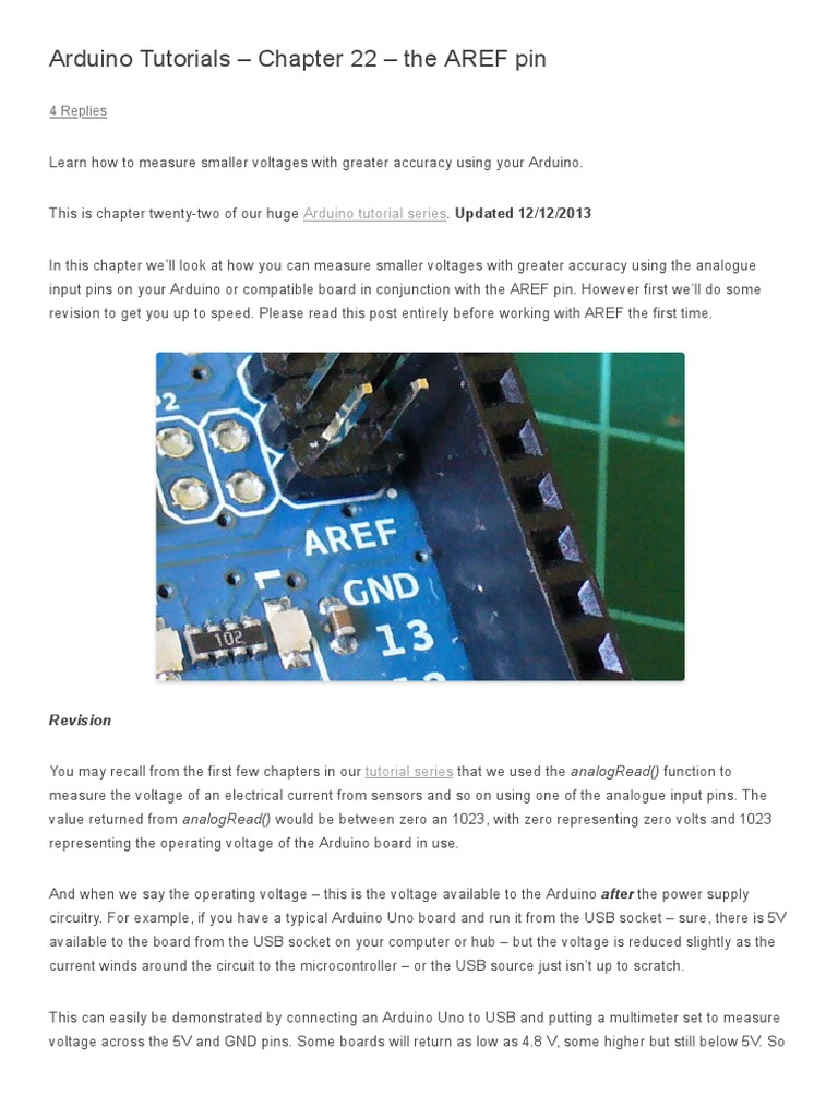 Arduino Tutorials The Aref Pin Pdf Analog To Digital Converter Arduino 