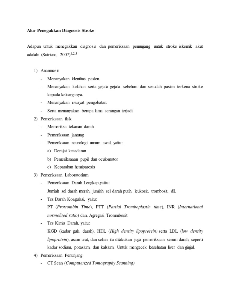 Alur Penegakkan Diagnosis Stroke | PDF