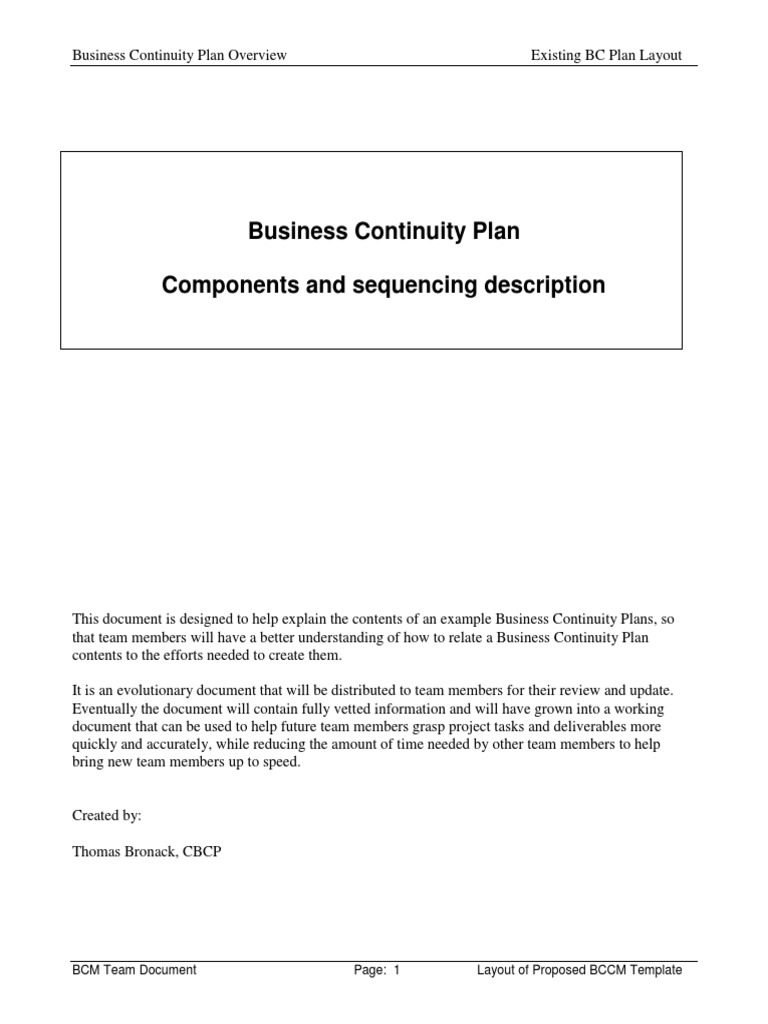 Business Continuity Plan Components and Sequencing Description | PDF ...