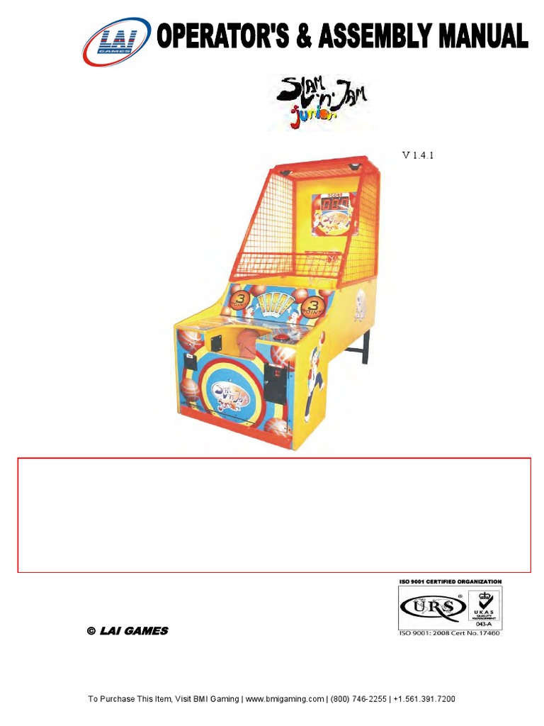 Slam N Jam JR Junior Kids Basketball Arcade Game Operators Service ...