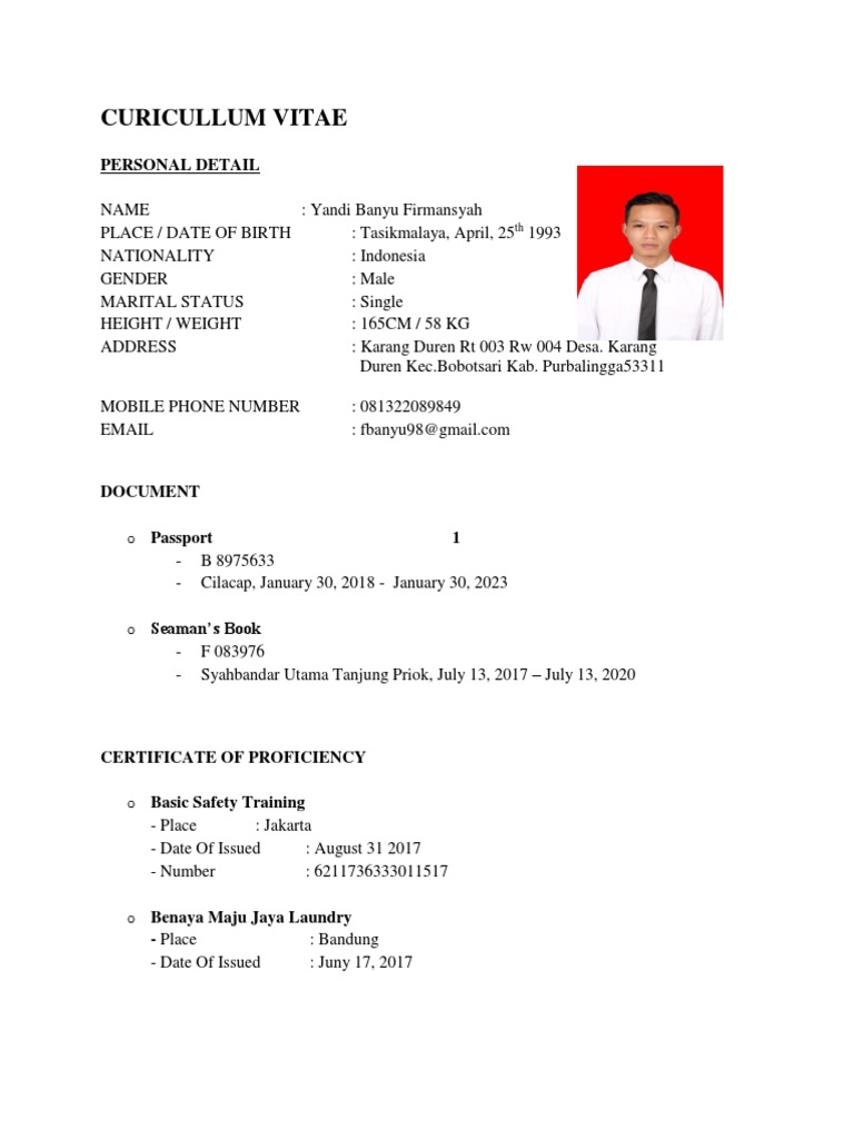 Yandi Firmansyah CV: Personal & Work Details | PDF
