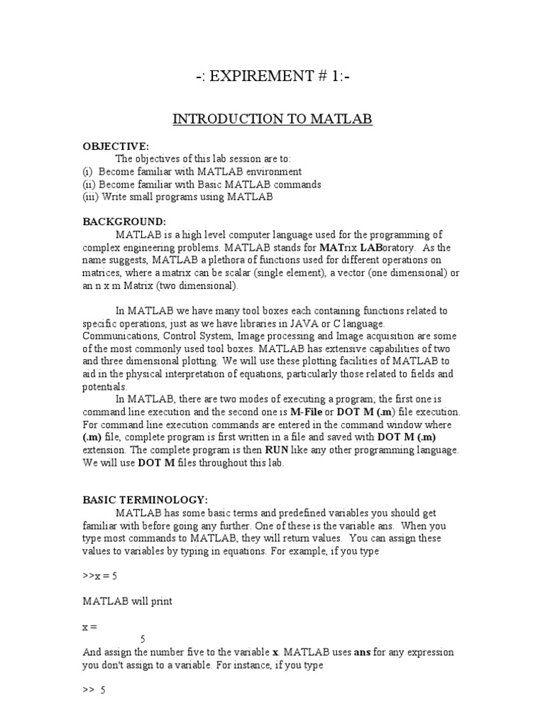 Emt Lab Manual Pdf Matrix Mathematics Matlab