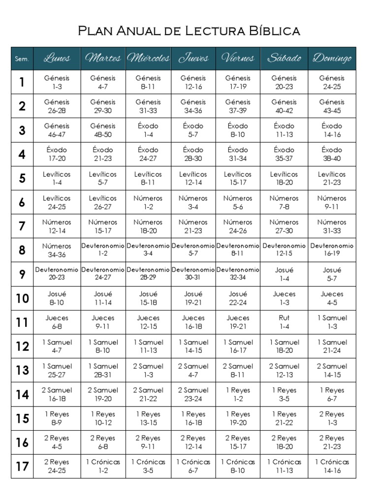 Plan Anual de Lectura Bíblica 2025 | PDF | Libros de la biblia | 1st ...