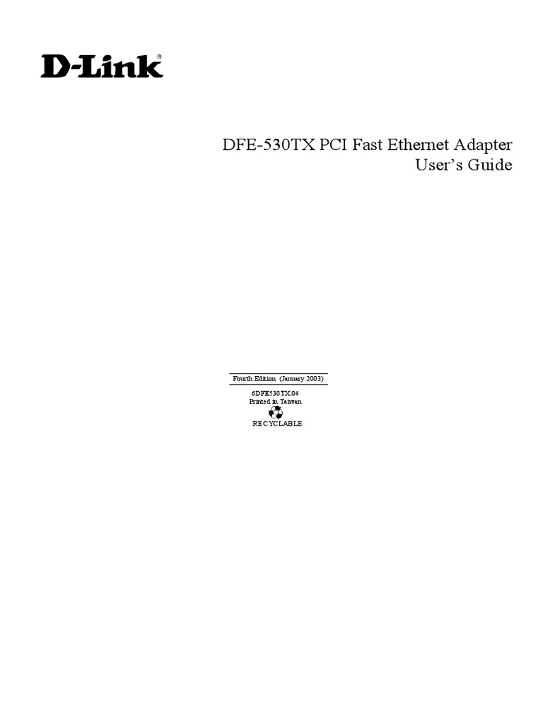 DFE-530TX PCI Fast Ethernet Adapter User's Guide | PDF | Ethernet | Bios