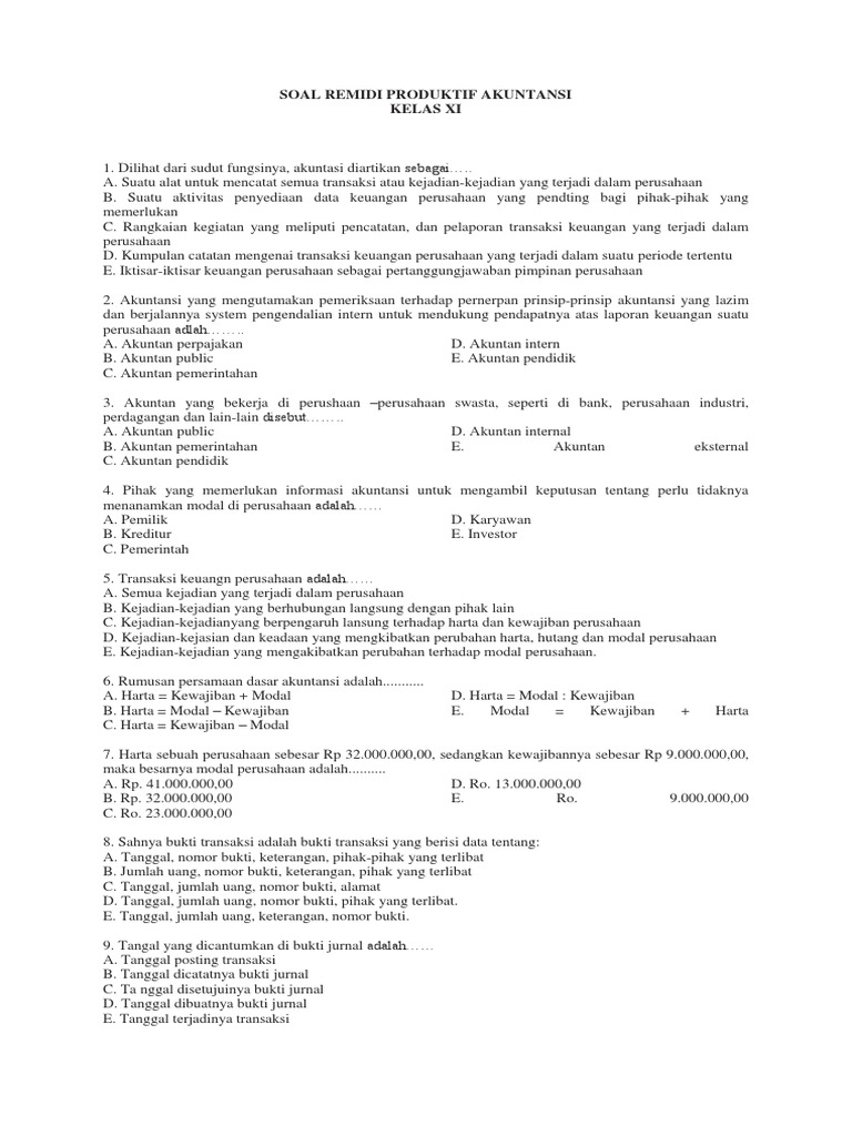 Soal Remidi Uas Xi - 1 | PDF