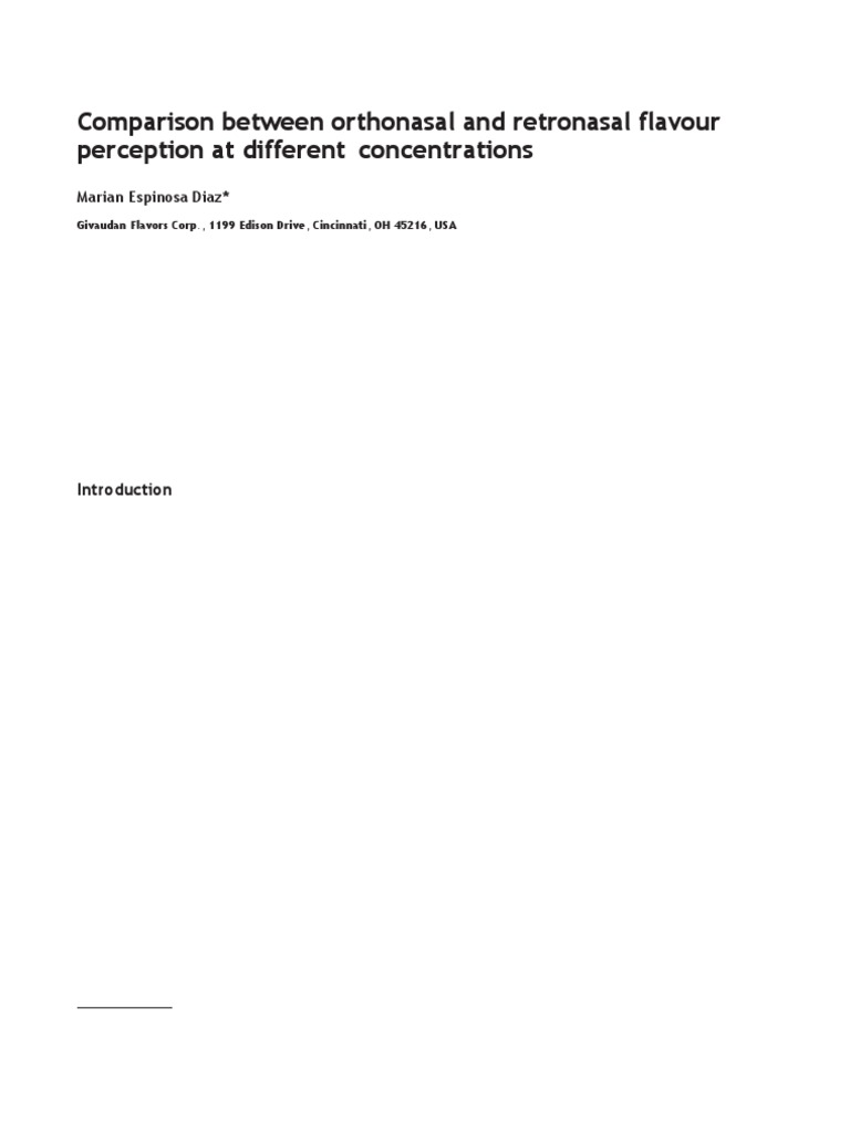 Comparison Between Orthonasal and Retronasal Flavour Perception at ...