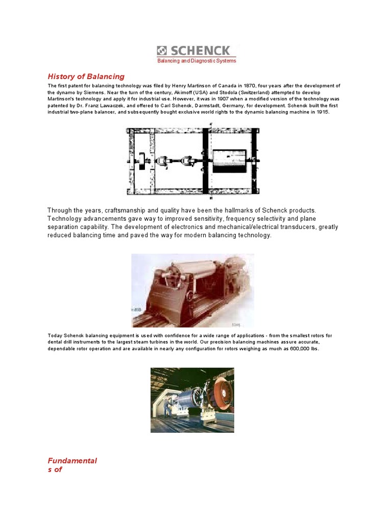 117918780-Balancing-Fundamentals-Schenck.pdf | Rotation Around A Fixed Axis | Machines