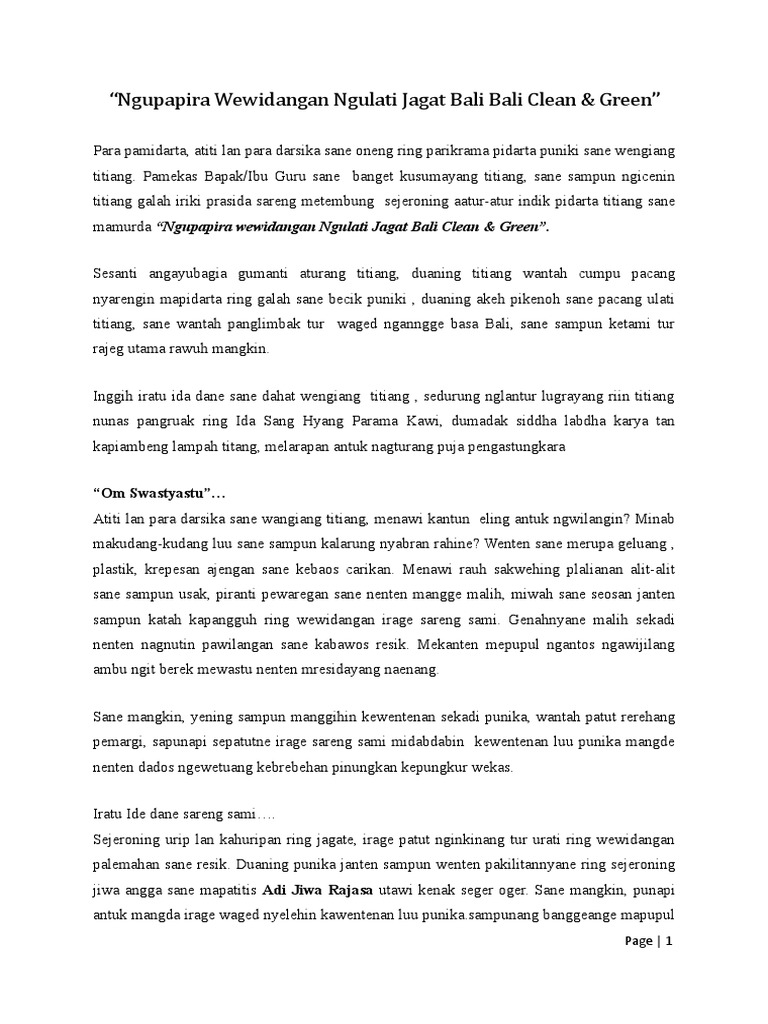 Pidarta Bahasa Bali | PDF