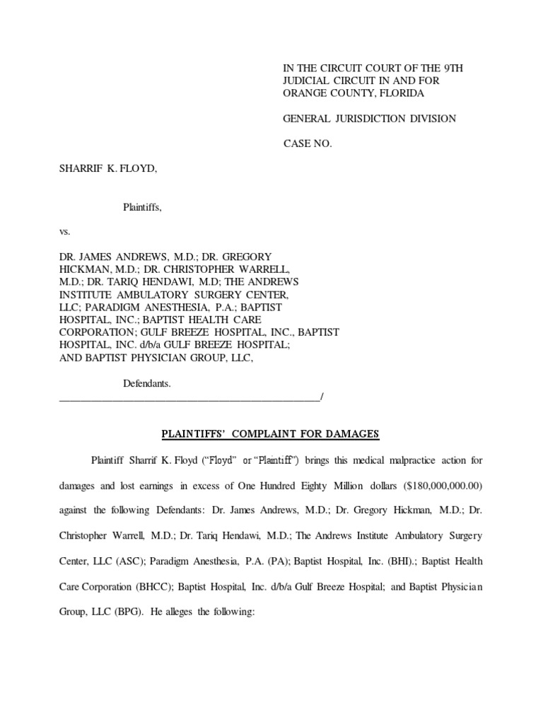 NFL Complaint | PDF | Standard Of Care | Negligence