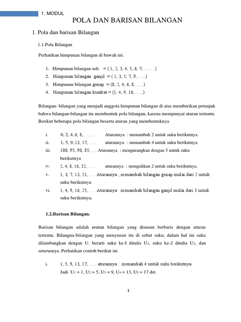 Modul Pola Bilangan | PDF