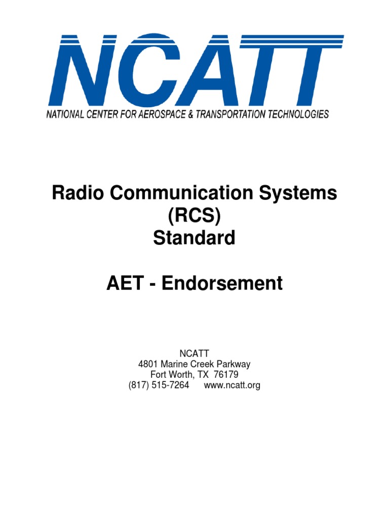 Radio Communication Systems (RCS) Standard AET - Endorsement | PDF ...