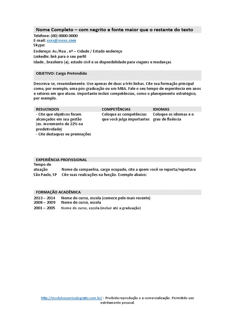 Modelo 4 Curriculo em Word | PDF