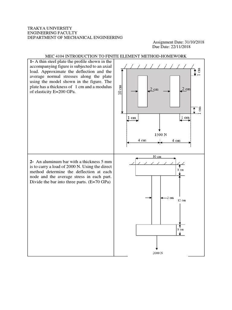 Introduction To Finite Element Method Homework | PDF
