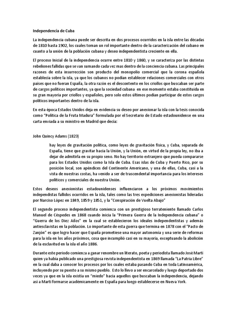 Independencia de Cuba | PDF | Cuba | Los Estados Unidos