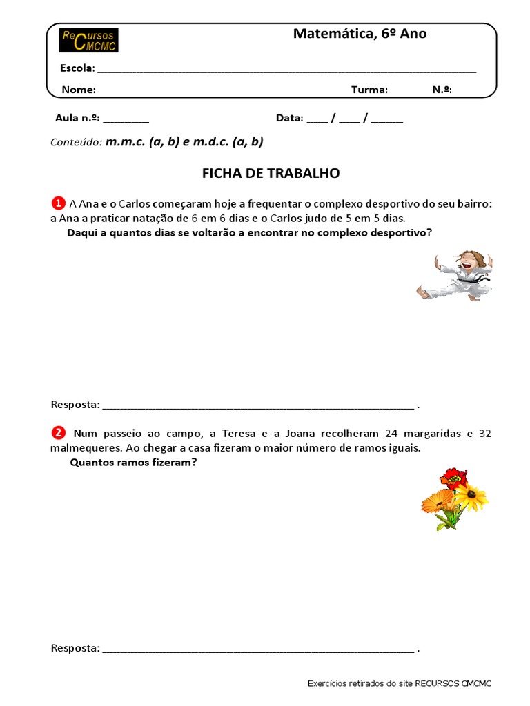 MMC MDC | PDF | Fração (Matemática) | Ensino de Matemática