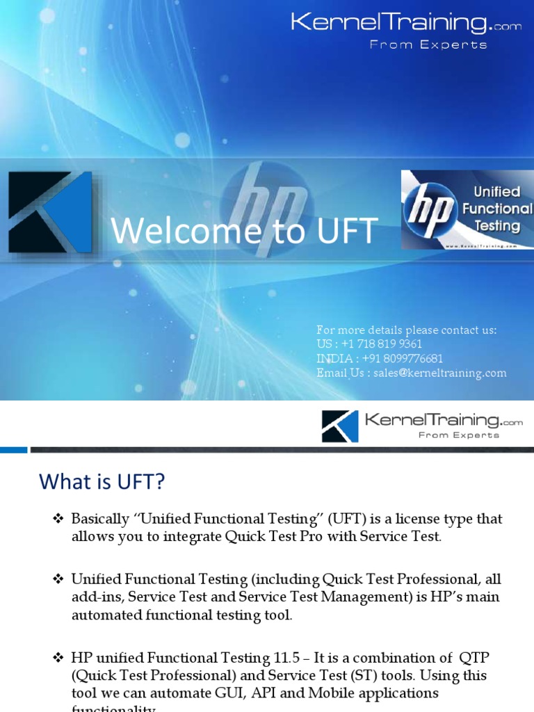 Welcome To UFT: For More Details Please Contact Us: US: +1 718 819 9361 ...