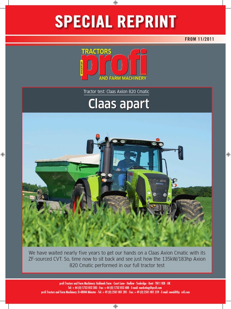 Tractor Test: Claas Axion 820 Cmatic Performs Well in Powermix Testing ...