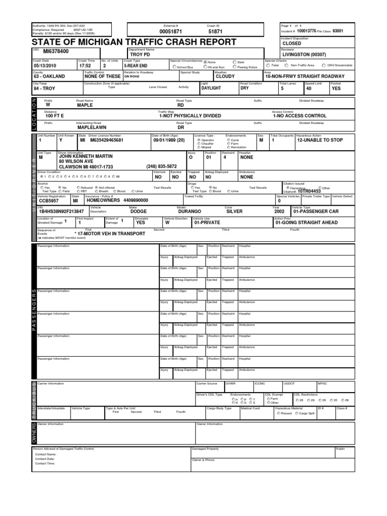 Michigan Traffic Crash Report 2007 | PDF | Airbag | Ambulance
