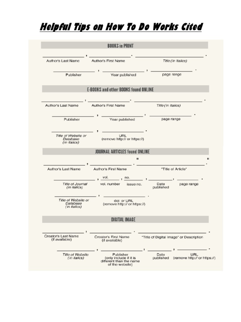 Helpful Tips On How To Do Works Cited | PDF