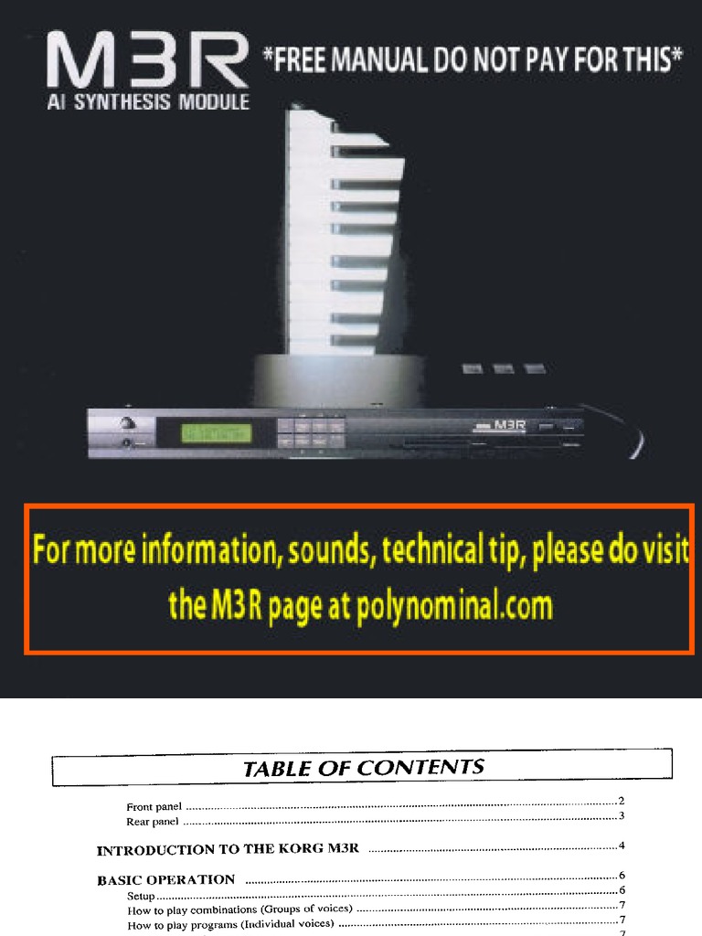 Korg m3r Manual | PDF