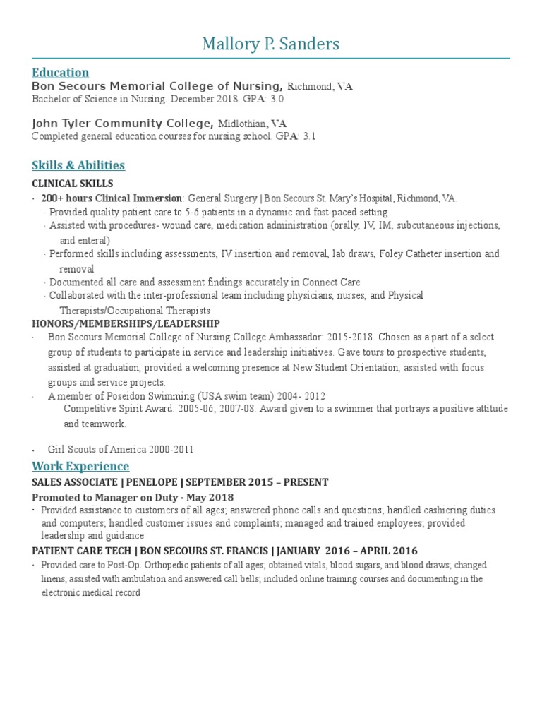 Mallory P. Sanders: Education | PDF