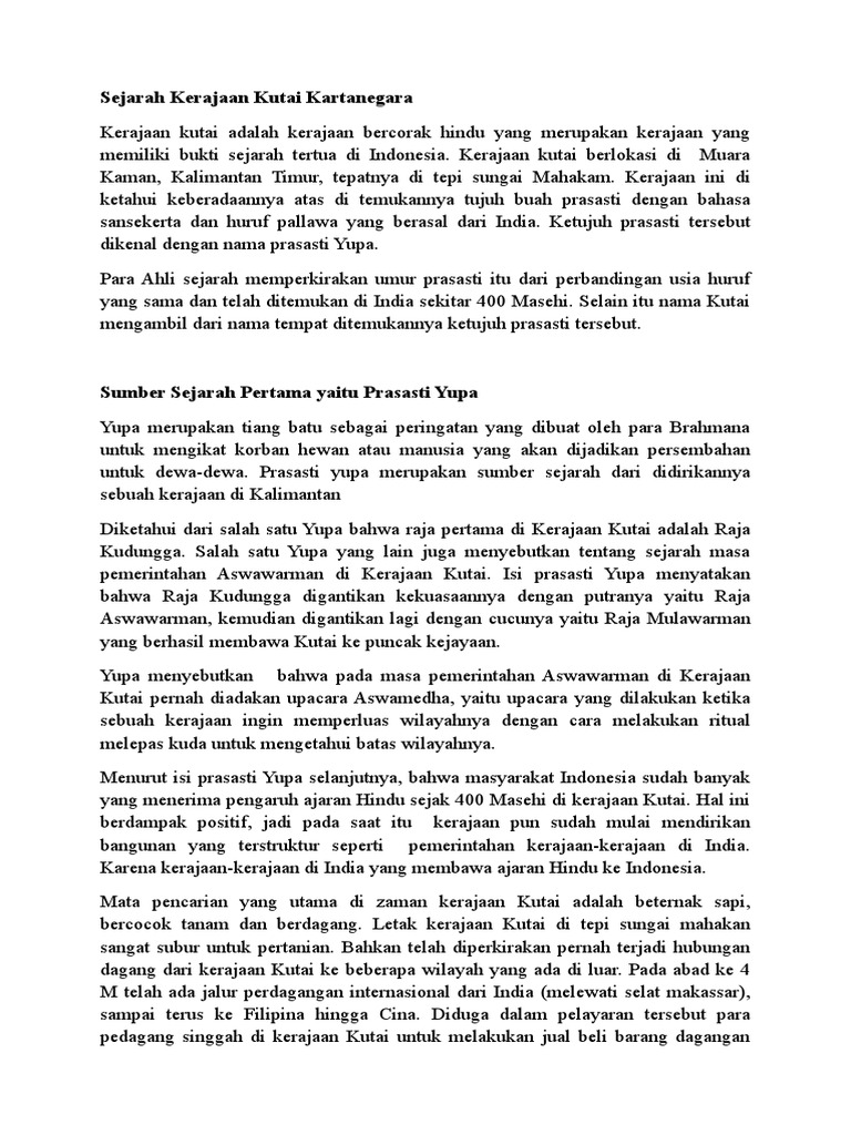 Sejarah Kerajaan Kutai Kartanegara | PDF