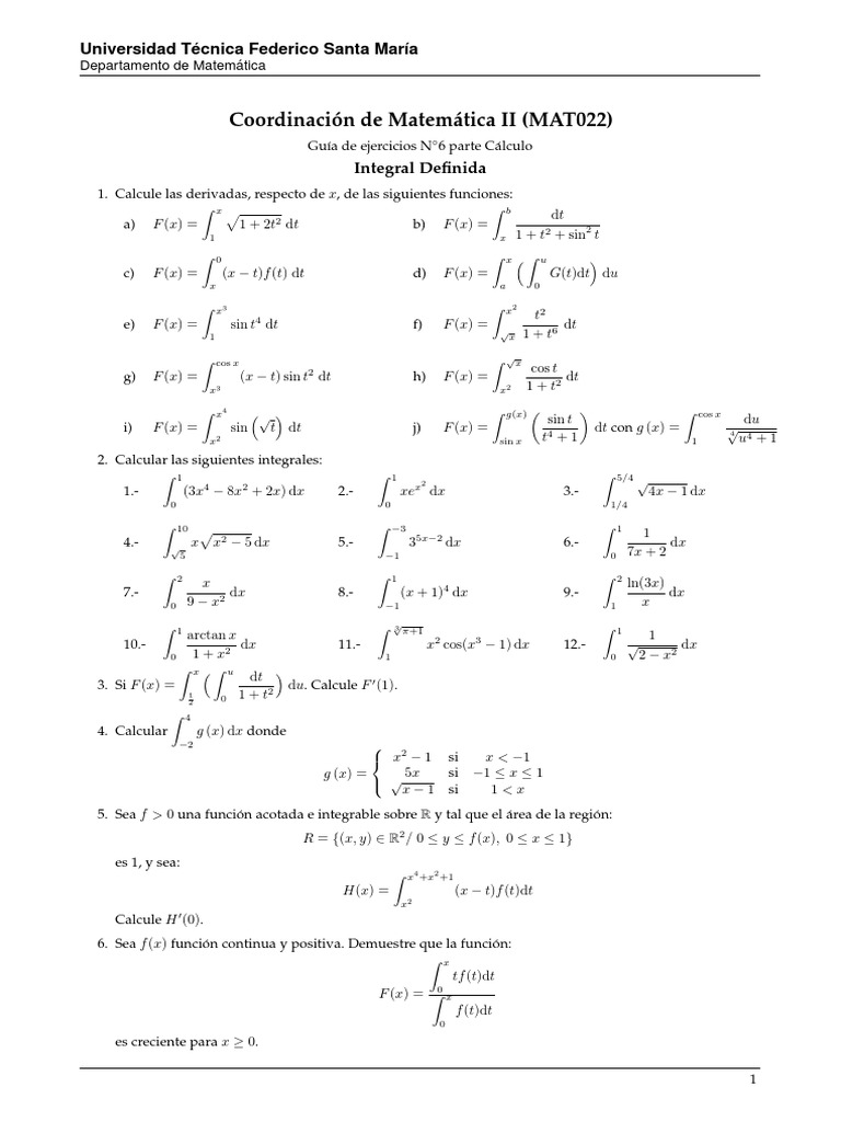 Guia 6 Integral Definida | PDF | Derivado | Integral