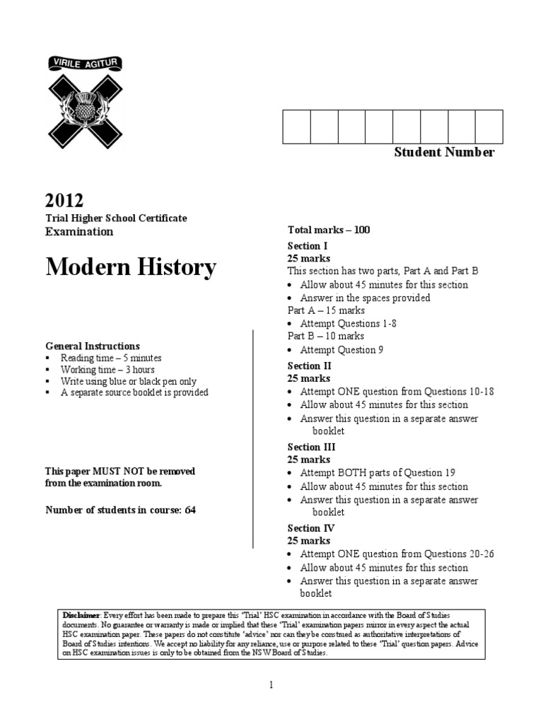 2012 HSC Modern History Trial Exam | PDF | World War I | Western Front ...
