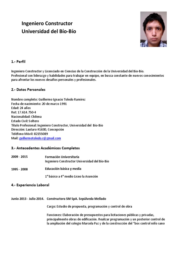 Guillermo Ignacio Toledo Ramirez Curriculum | Descargar gratis PDF | Educación avanzada | Business