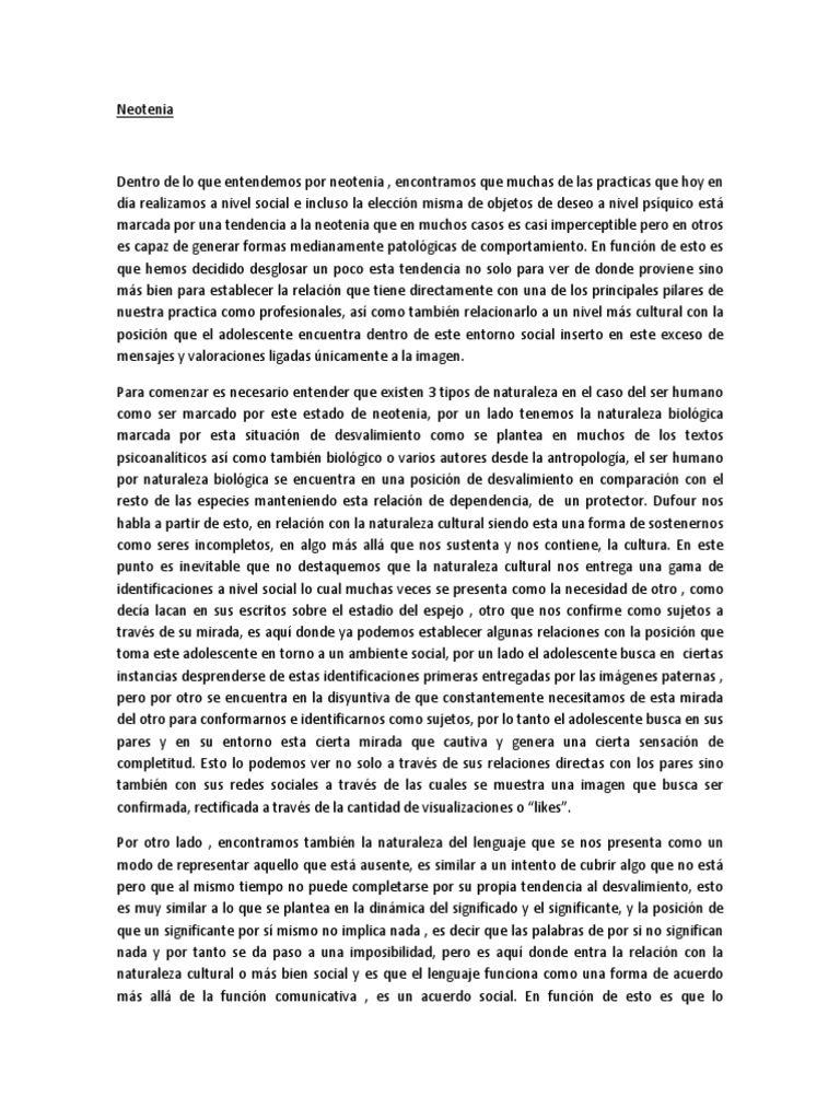 Neotenia Resumen | PDF | Naturaleza | Homo Sapiens