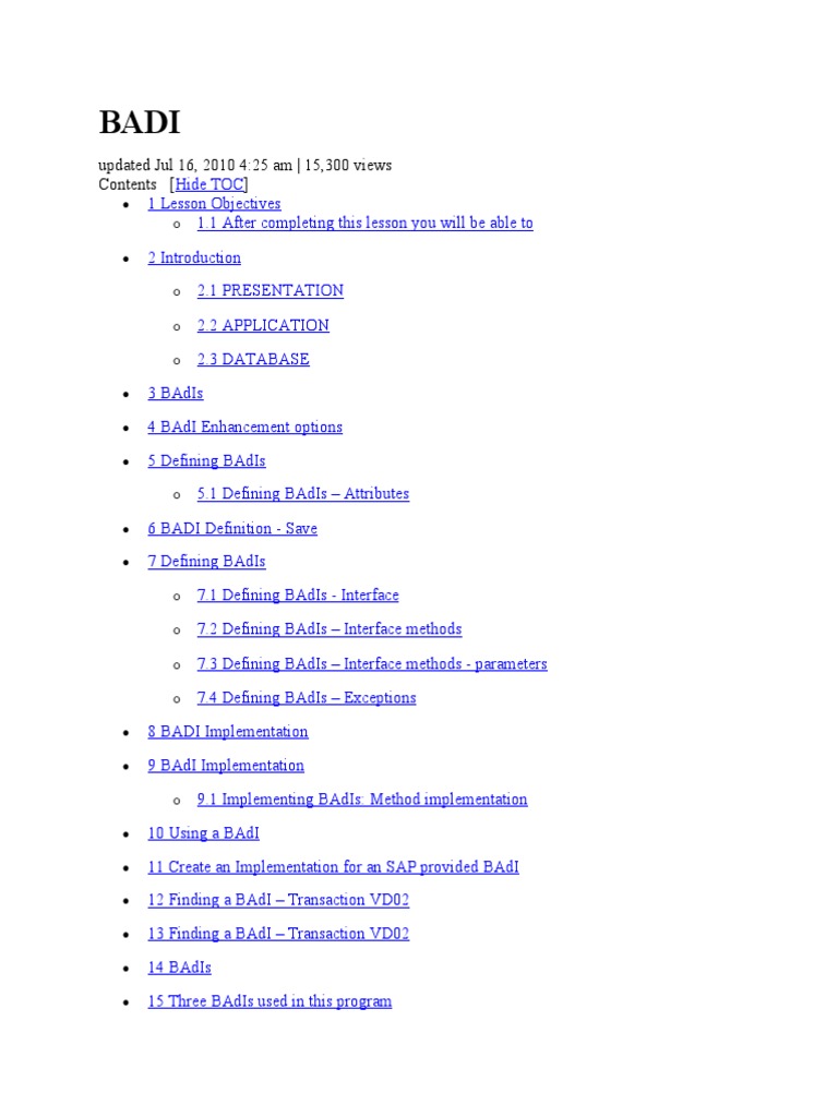 BADI | PDF | Method (Computer Programming) | Class (Computer Programming)