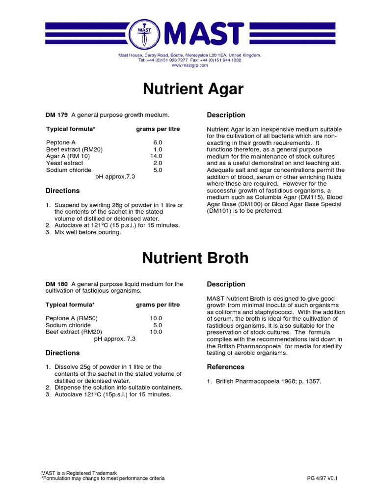 DIfference Nutrient Agar and Nutrient Broth | PDF | Growth Medium | Agar