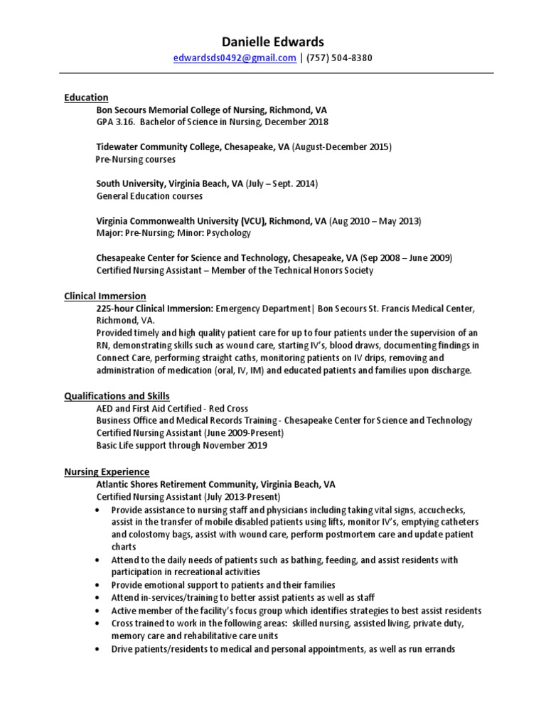 Edwards Resume Revised Final | PDF | Nursing | Patient