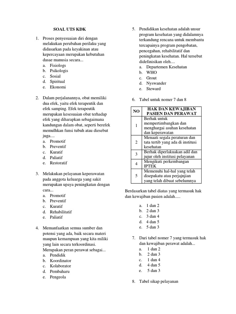 Soal Uts KDK | PDF