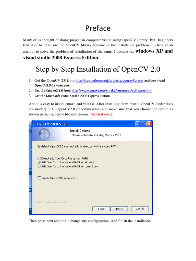 OpenCV 2.0 Installation Guide | PDF