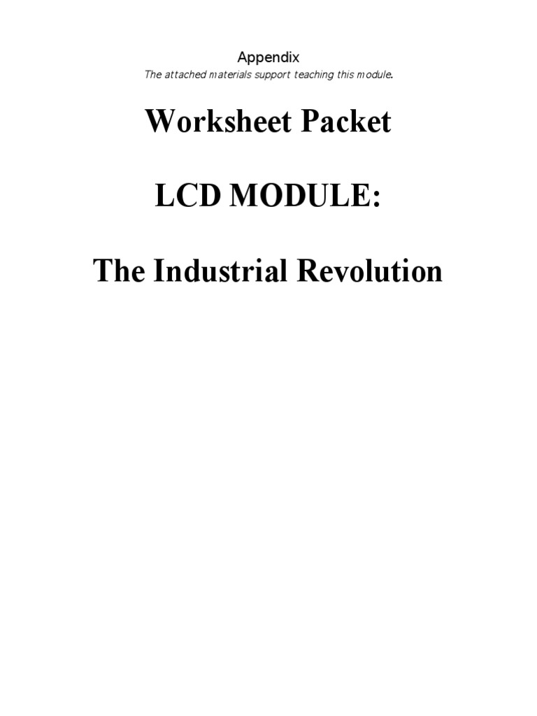 Industrial Revolution Teaching Packet | PDF | Laissez Faire | Mercantilism