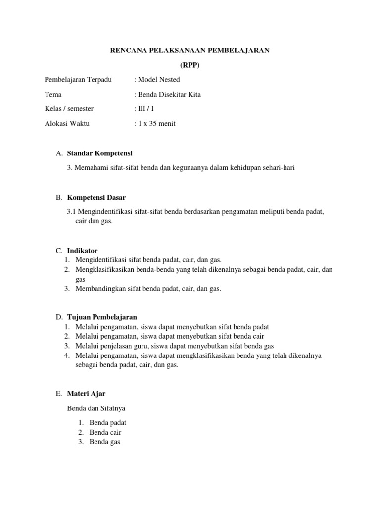 Rencana Pelaksanaan Pembelajaran Nested | PDF