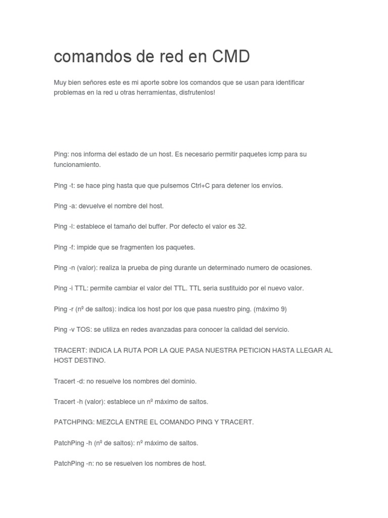 Comandos de Red en CMD | PDF | Arquitectura de internet | Redes