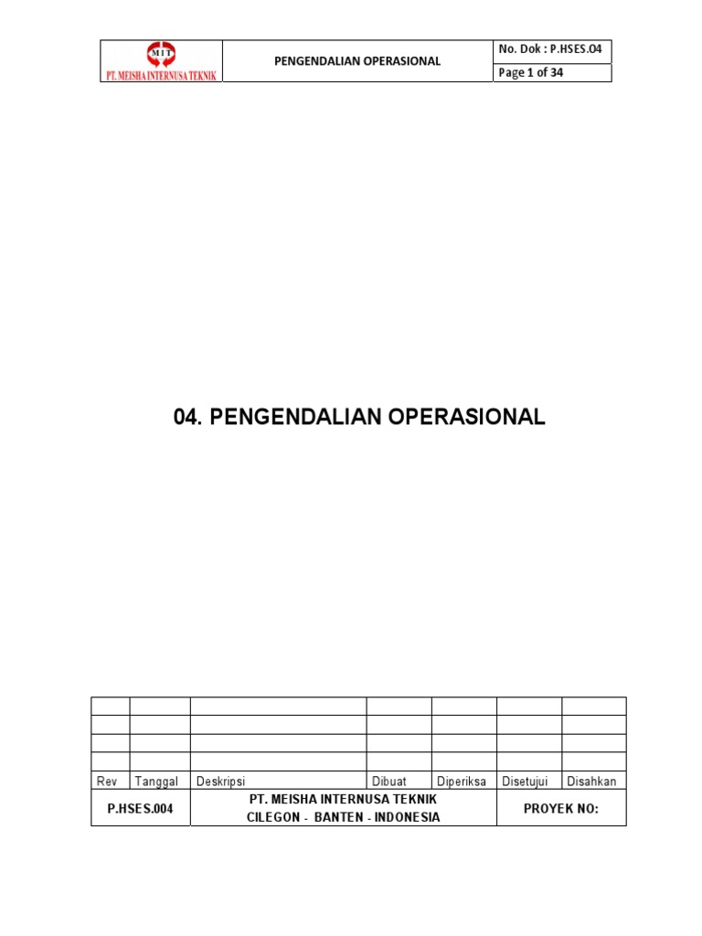04 Prosedur Pengendalian Operasional | PDF