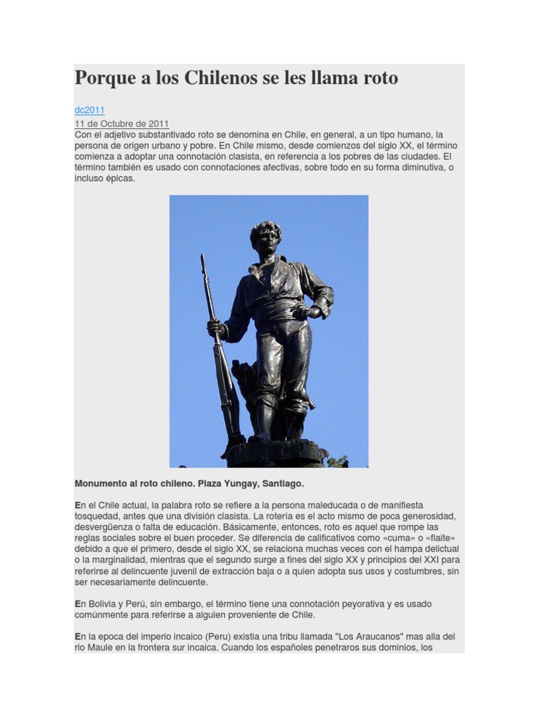 Porque A Los Chilenos Se Les Llama Roto | PDF | Ciencias sociales ...