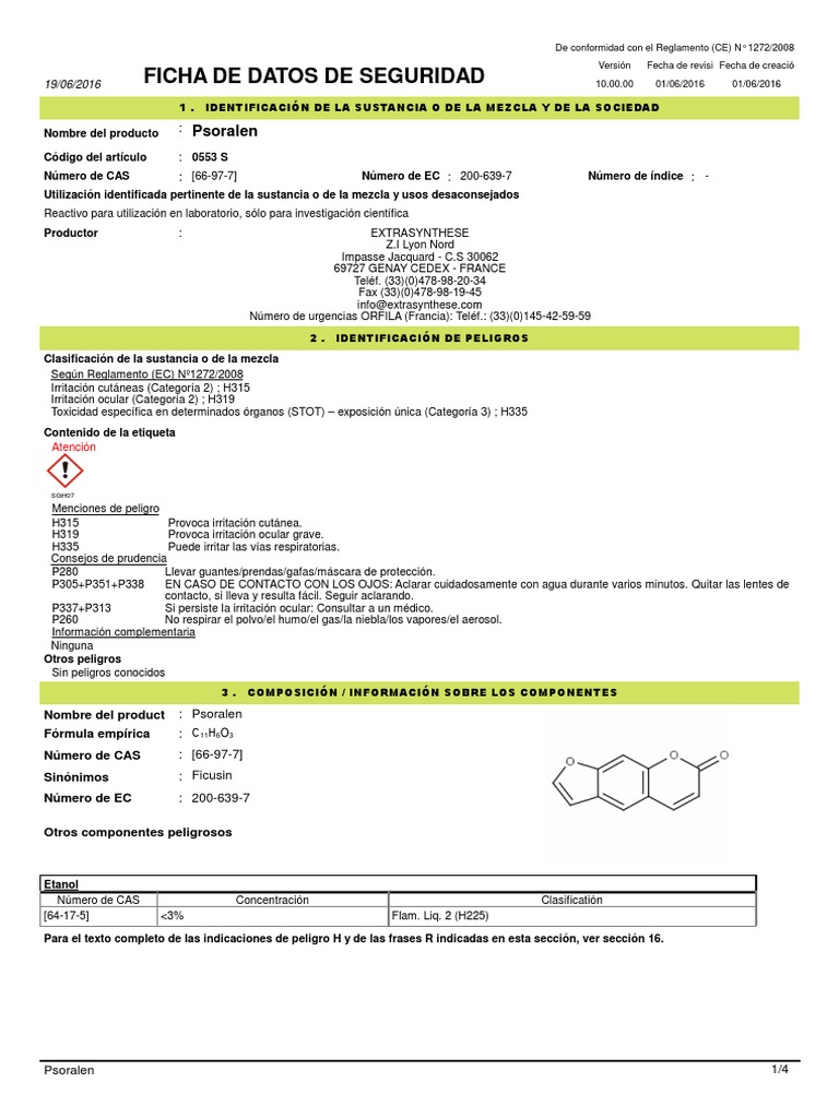 Psoraleno | PDF | Toxicidad | Solubilidad