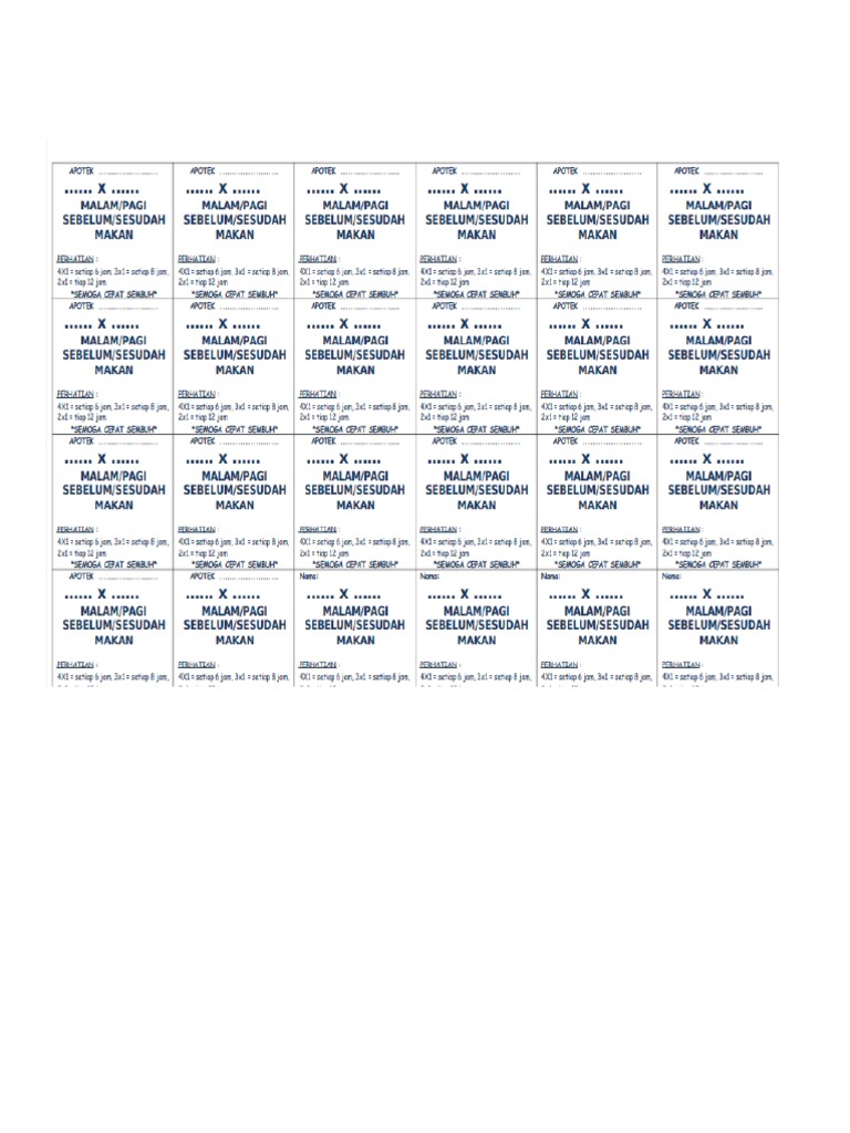 Contoh Etiket Obat Online | PDF