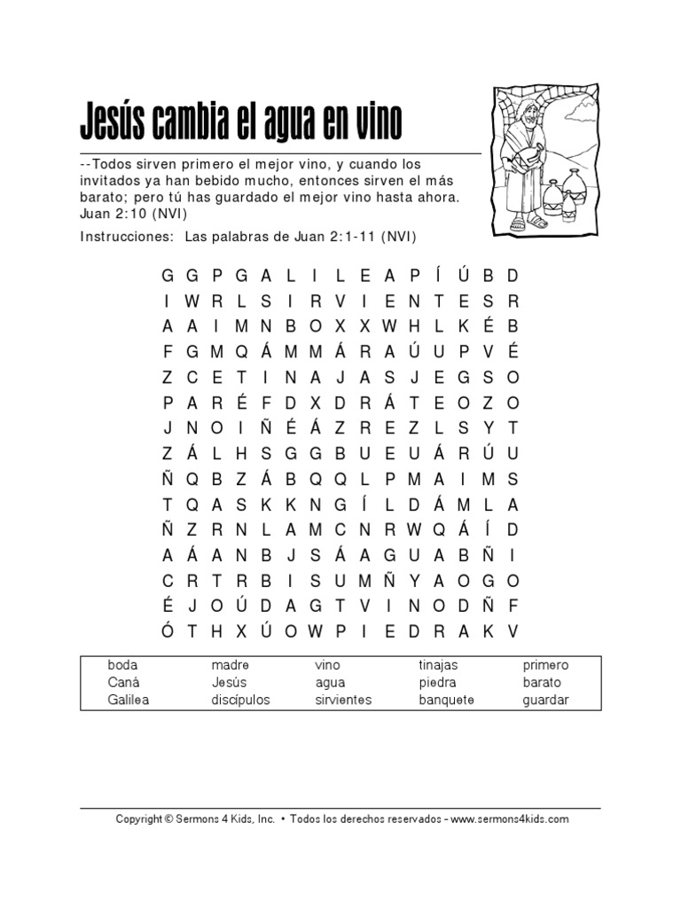 Sopa de Letras Bodas de Cana | PDF