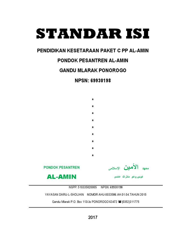 Standar Isi Pendidikan Paket B Al-Amin | PDF