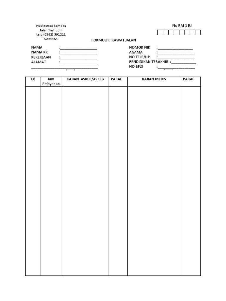 Format Rekam Medis No 3 | PDF
